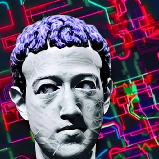 A sculpture of Mark Zuckerberg made out of recycled... | OpenArt