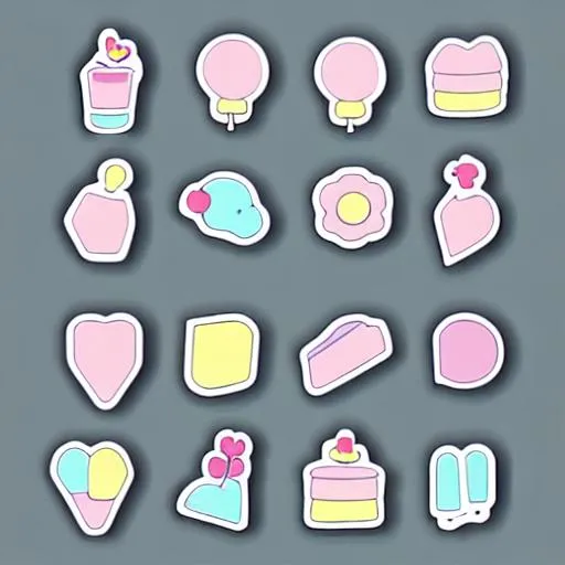 Die-cut sticker, Cute kawaii {object} sticker, white...