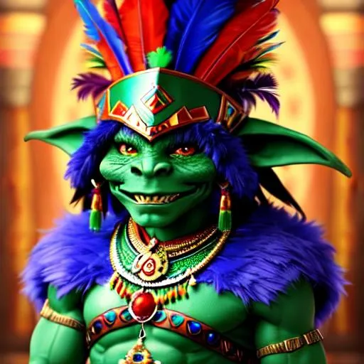A humanoid Goblin wearing ancient blue and green and... | OpenArt