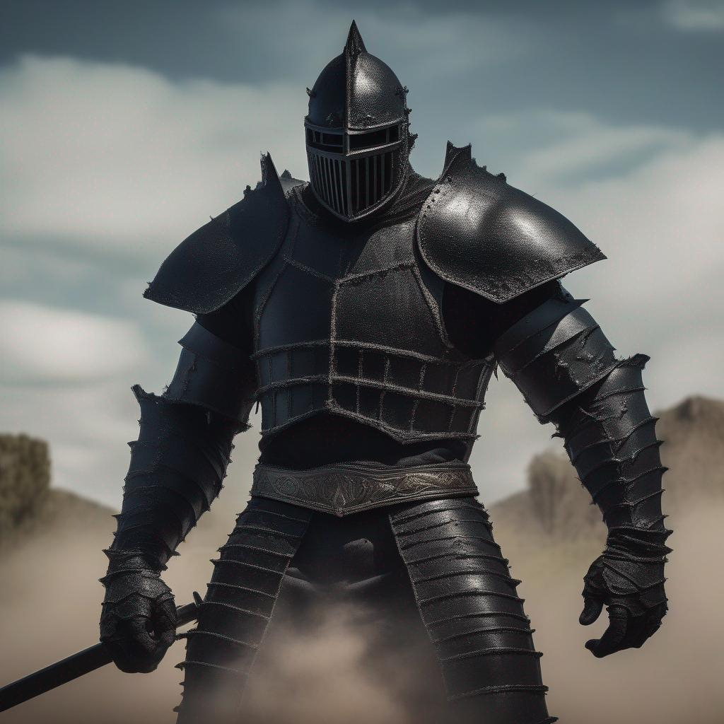 imagine a hulking afro american black knight. ultra...