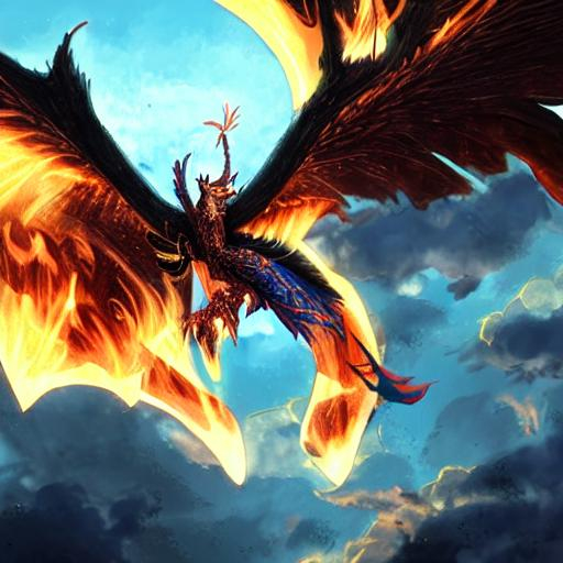 A phoenix fighting bahamut. | OpenArt