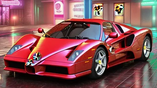 classic ferrari enzo parked in a Miami street alley,... | OpenArt