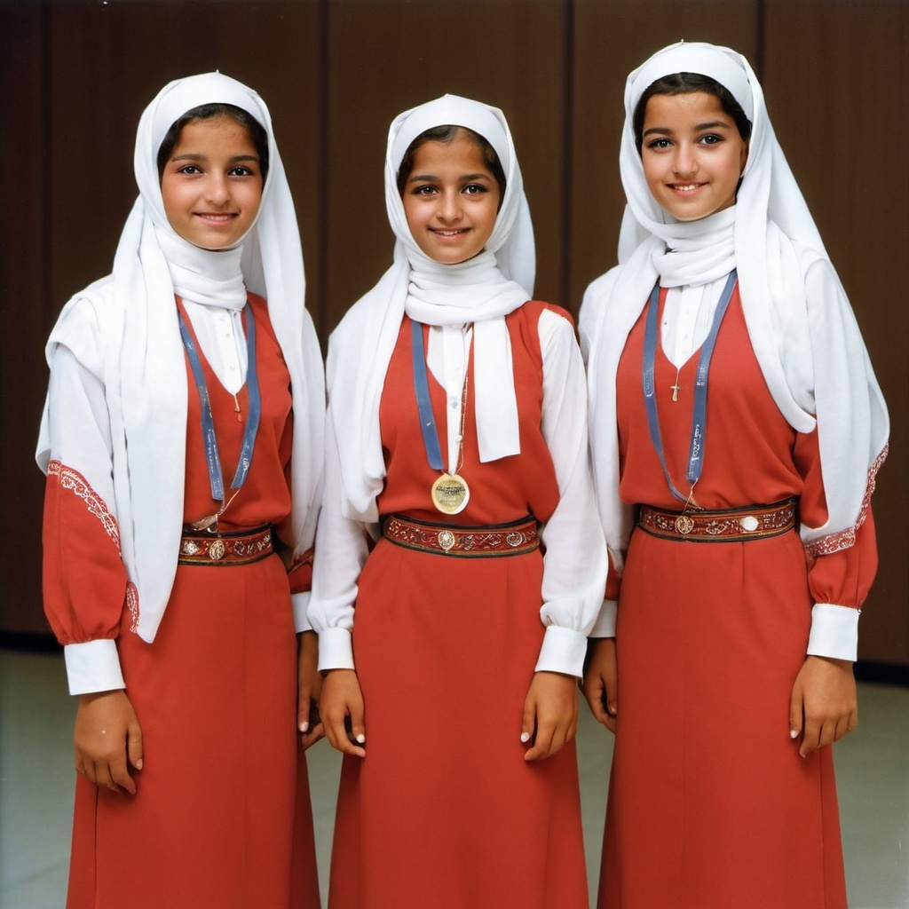 Emirates girls in 1980 in national dress