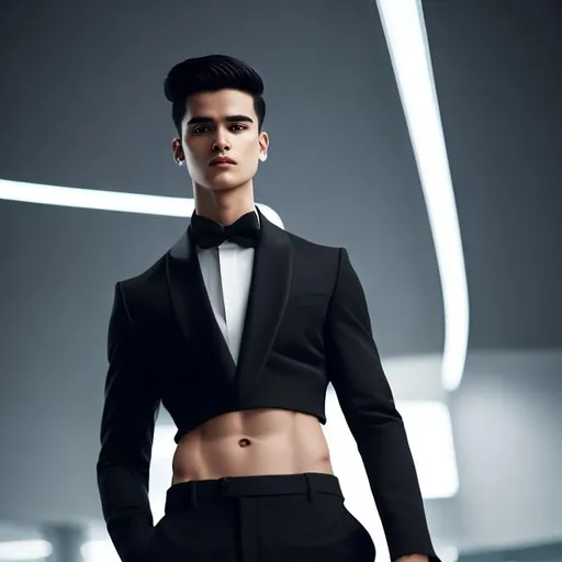 crop top black long sleeve business suit with a blac... | OpenArt