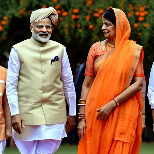 Indian prime minister in orange outfits