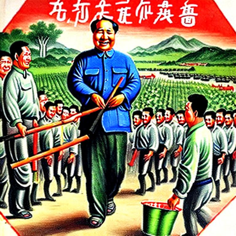 1960s Chinese propaganda poster of a smiling Mao Zed... | OpenArt
