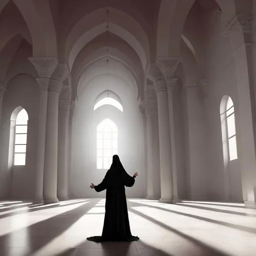 A ghostly pale translucent figure in flowing white r... | OpenArt