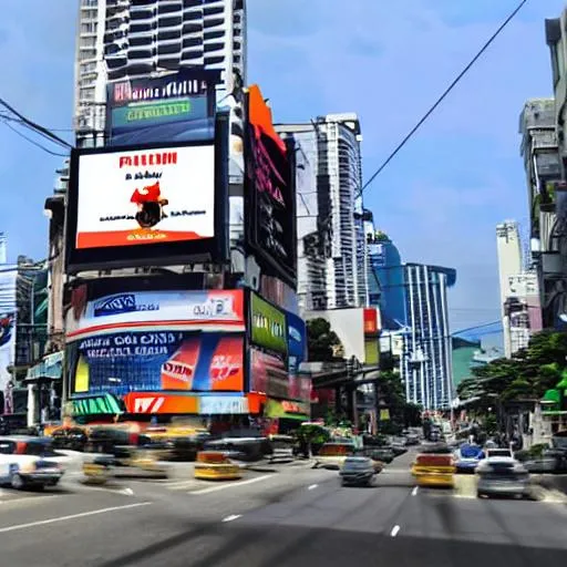 philippines in the 2020s with ads, billboards. build... | OpenArt