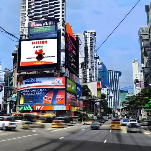 philippines in the 2020s with ads, billboards. build... | OpenArt
