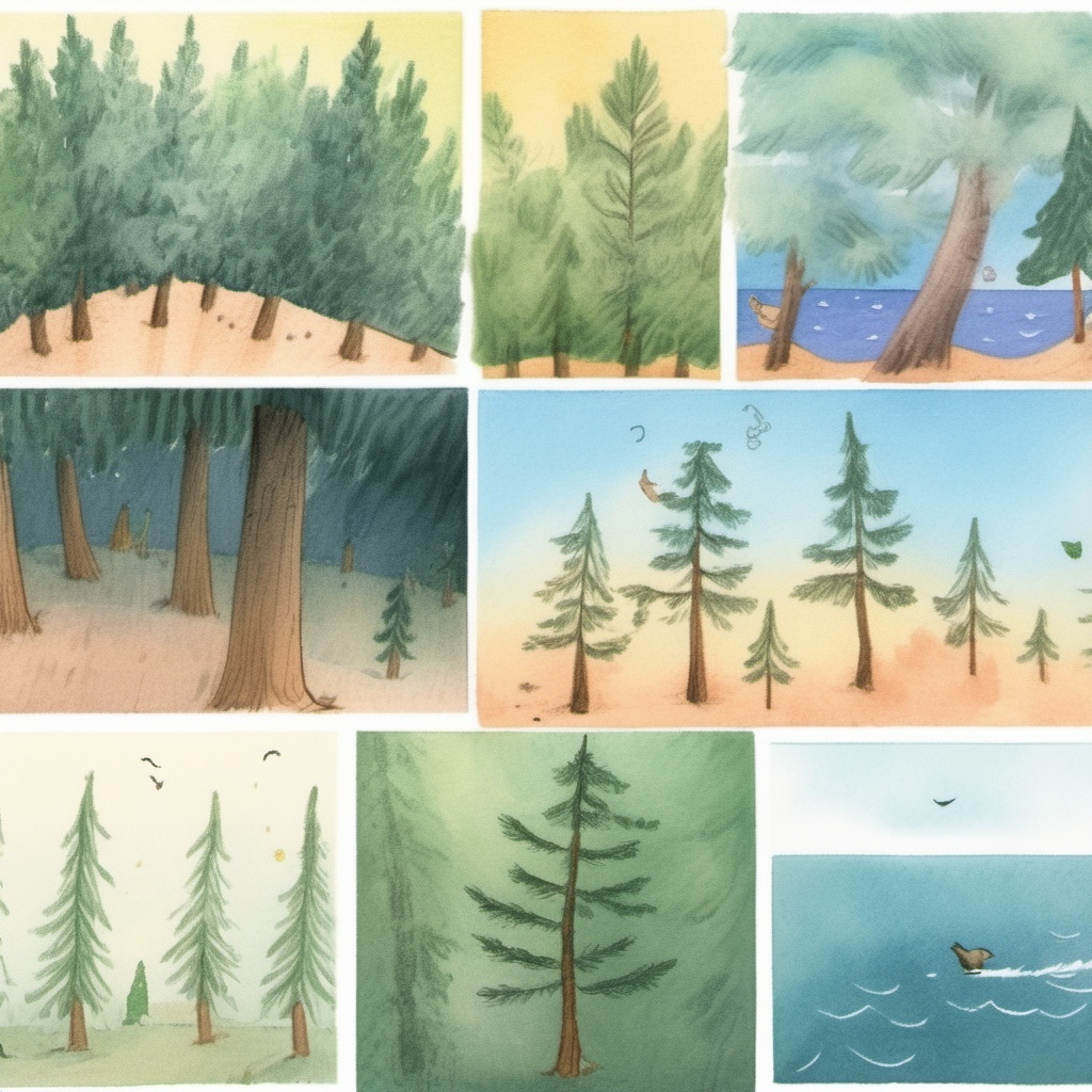 Create a storyboard with 9 images for a children's b...