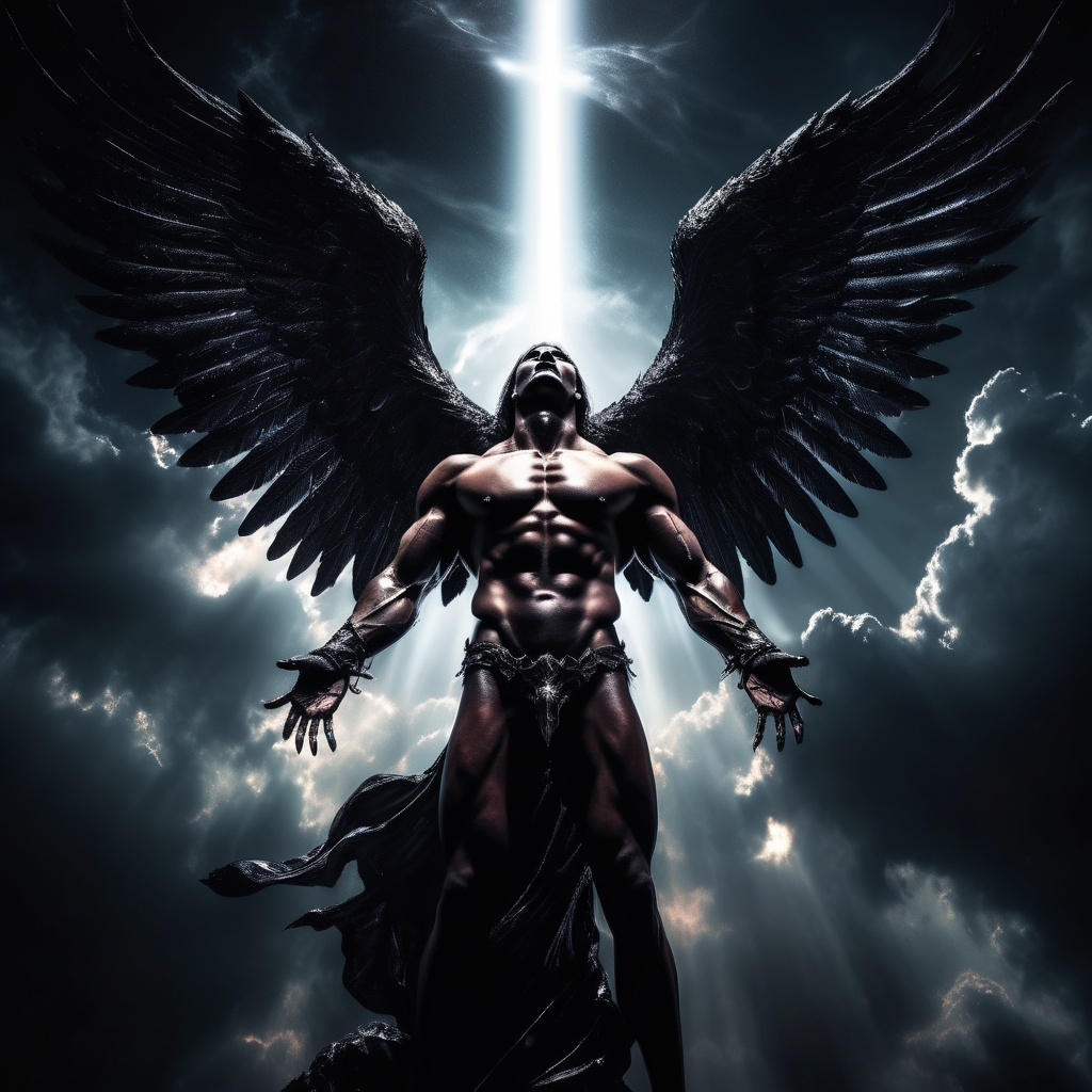 Epic angle of death, powerful figure with angelic bl...
