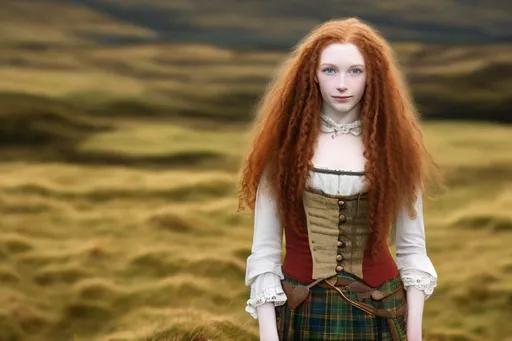 Lass from scotland in 18th century,red curly long ha... | OpenArt
