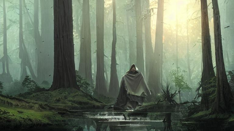 fantasy concept art by greg rutkowski, hooded figure... | OpenArt