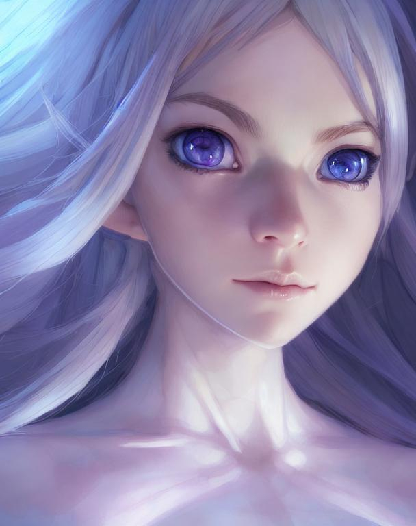 Closeup face portrait of an elf, smooth soft skin, b...