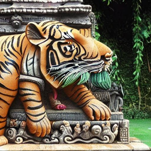 Ganesh god with body of a tiger fighting in world wa...