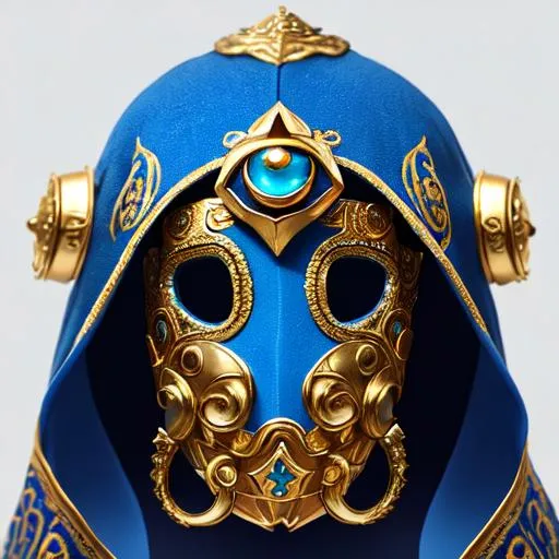 an ancient blue kraken mask with only eye sockets, w... | OpenArt