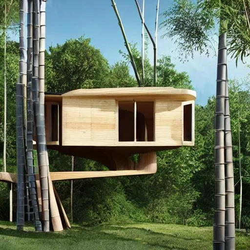 a modern treehouse in a natural setting, Baroque arc... | OpenArt