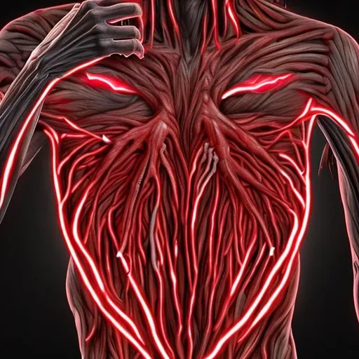 Draw a regular humanoid body that has no skin but yo...