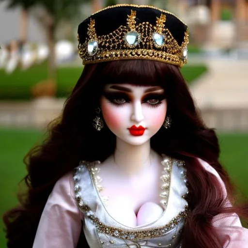 An Iraqi woman turned into a porcelain doll wearing... | OpenArt