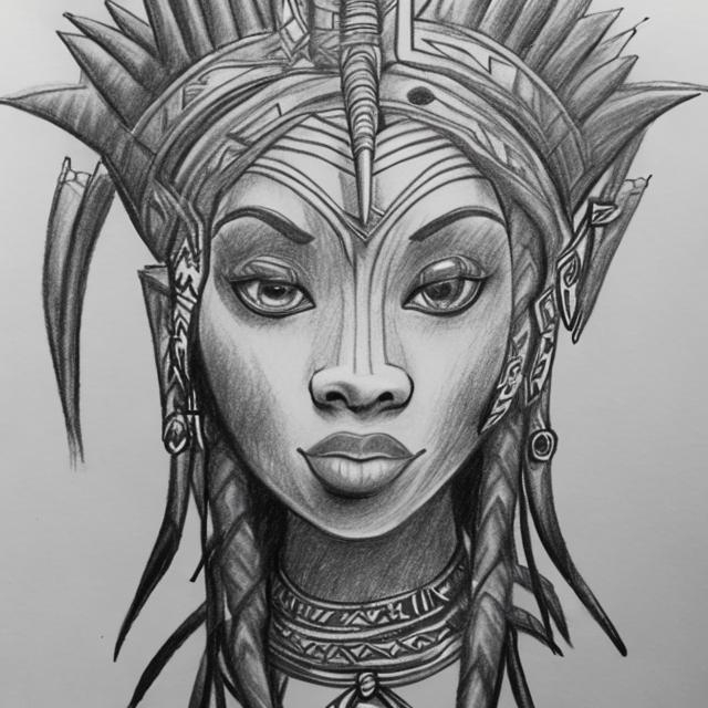 Easy pencil drawing without detailing tribal queen