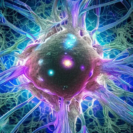 a microscopic molecular biology neuron fractals, an...