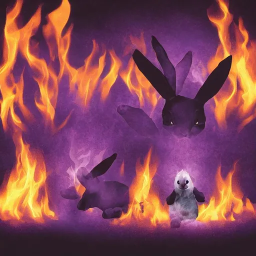 long shot professional photograph, bunny burns a chu... | OpenArt