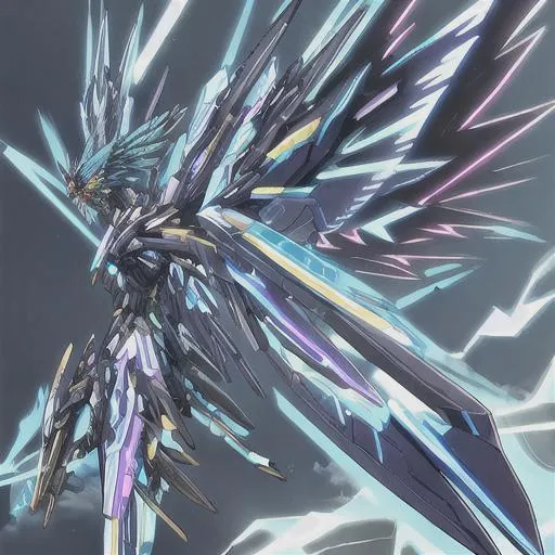 thunder bird cyborg with electric wings