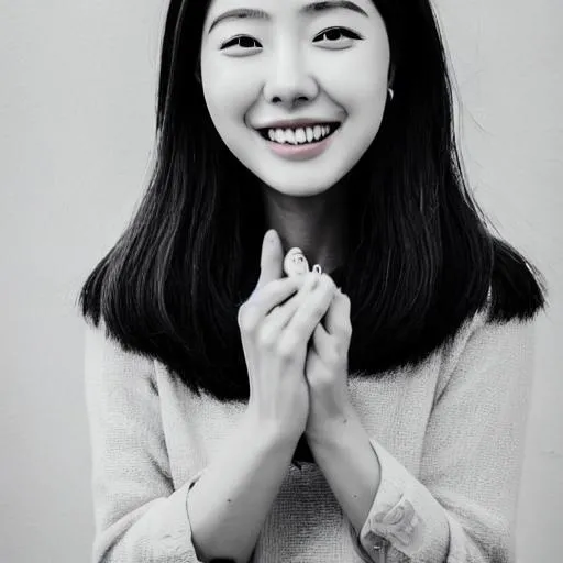 A Korean beauty girl with a sharp jawline, high chee... | OpenArt