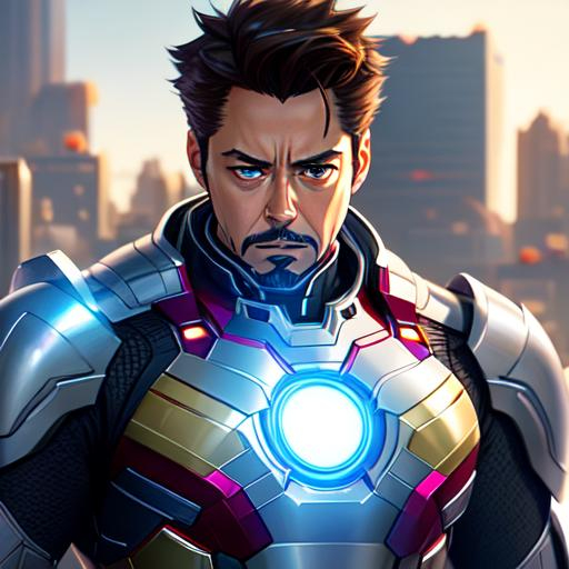 64K, centered position Full body of Tony Stark, armo... | OpenArt