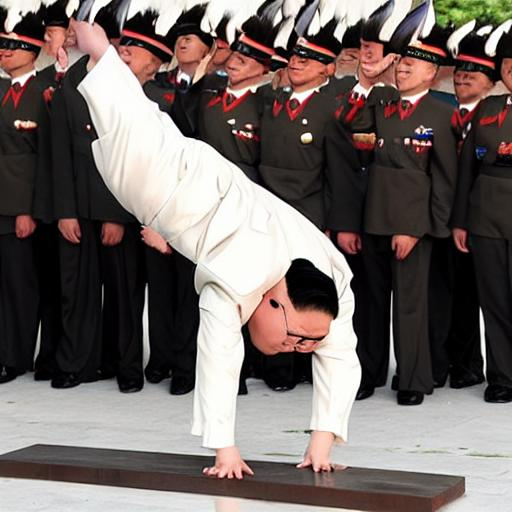 Kim jung un doing a handstand | OpenArt