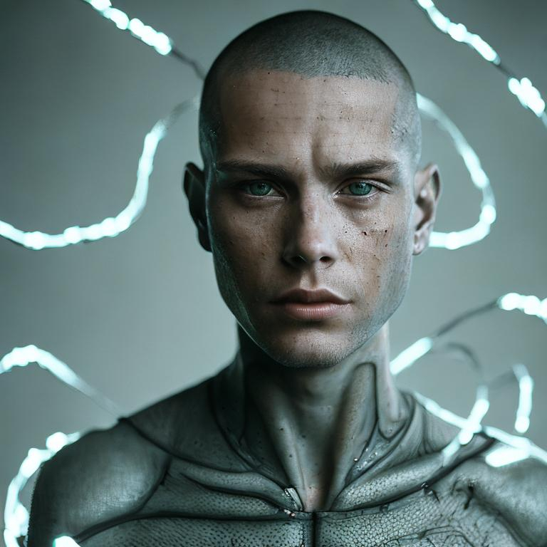 human, male, full face, white, happy, shaved head, d... | OpenArt