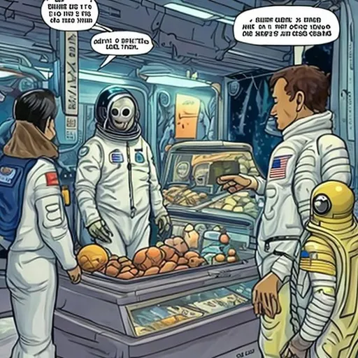 Astronaut is buying from an alien on a Martian market | OpenArt