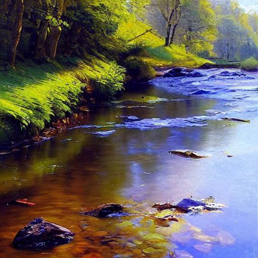 Delaware, stream, landscape, beautiful artwork by P... | OpenArt