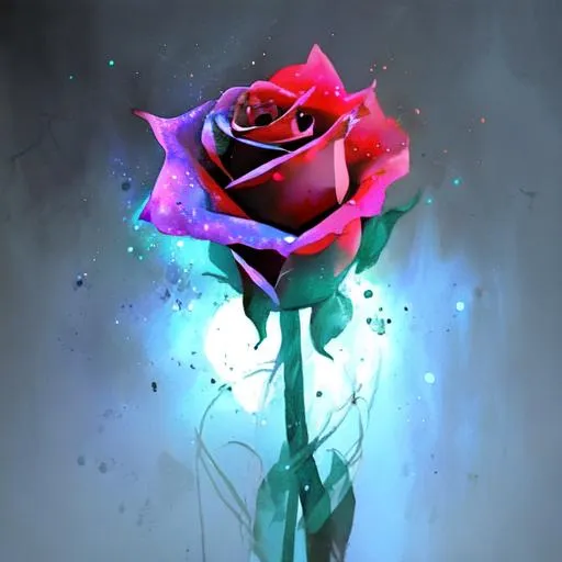 Glowing roses in a mysterious garden