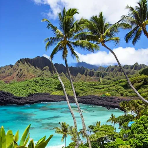 A detailed hawaii landscape with in the style of Ped... | OpenArt