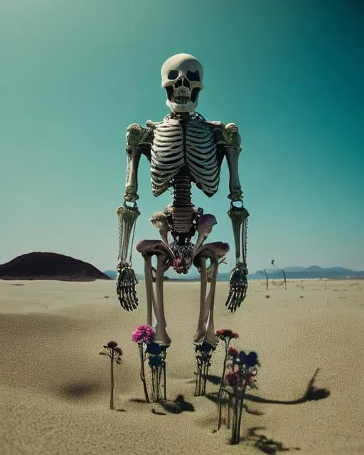 (flowers:1.2) grows sprout through (full body skelet... | OpenArt