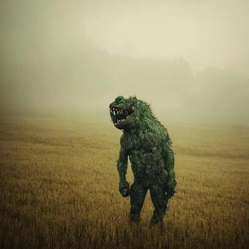 monster in a field with mist | OpenArt