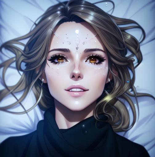 semi-realistic anime girl, skin highlights, hair hig...