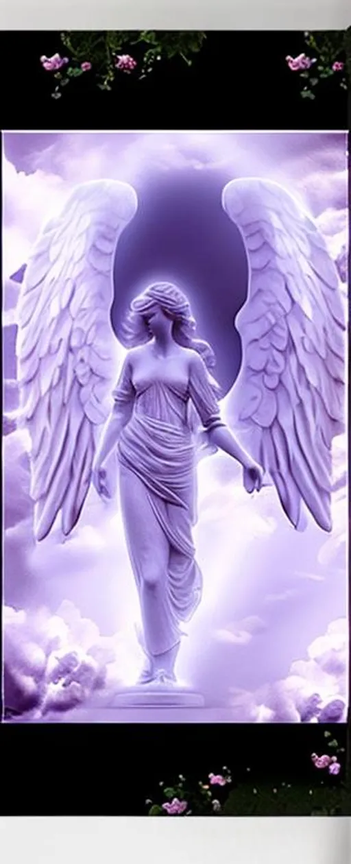 angel dancing in the rose garden. wings. white. clouds | OpenArt