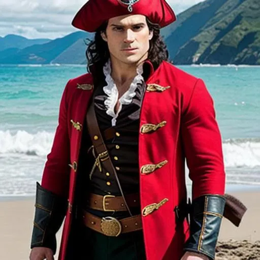 henry cavill pirate captain long red coat | OpenArt