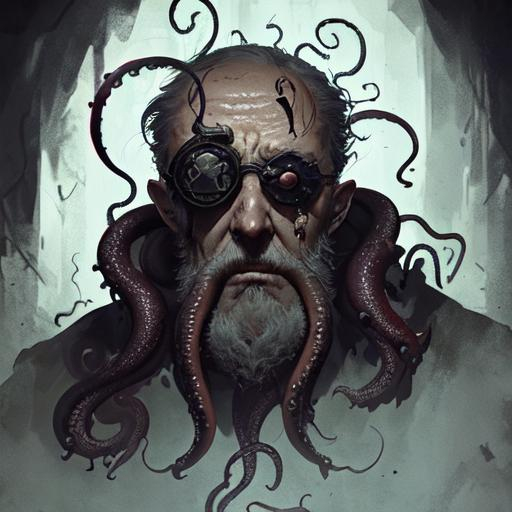 Old man, eyepatch, eldritch being, tentacles, lovecr... | OpenArt