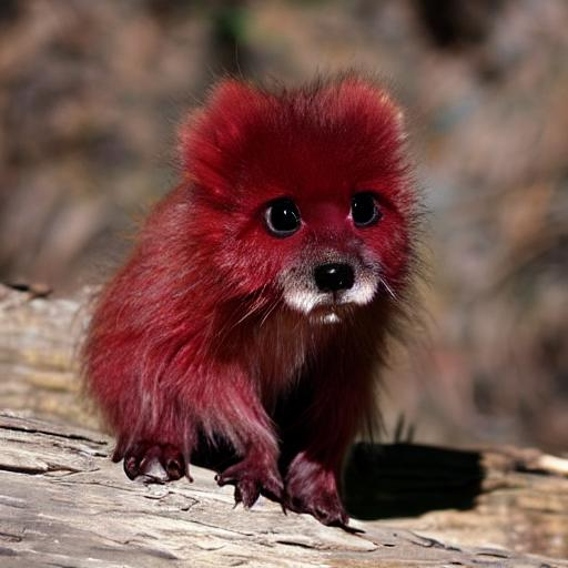 Photorealistic, small creature, red, glowing fur, bi... | OpenArt