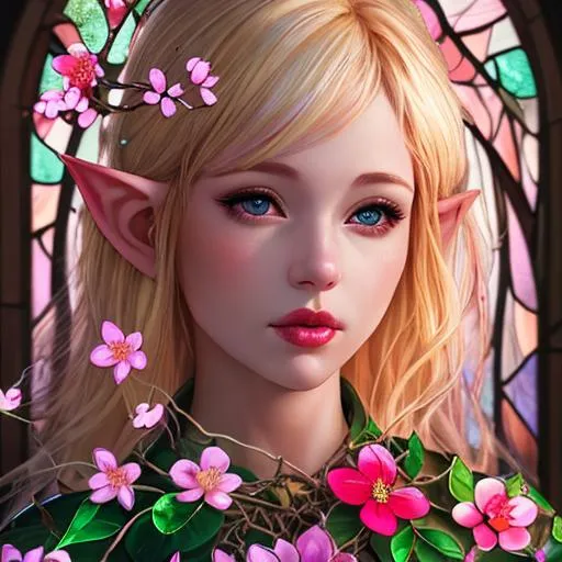 portrait, 21 years, pink with blonde highlights, elf... | OpenArt