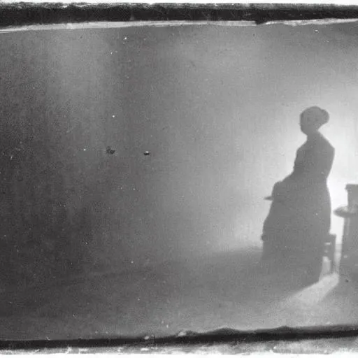 victorian photo, a evil mist forms a translucent hum...