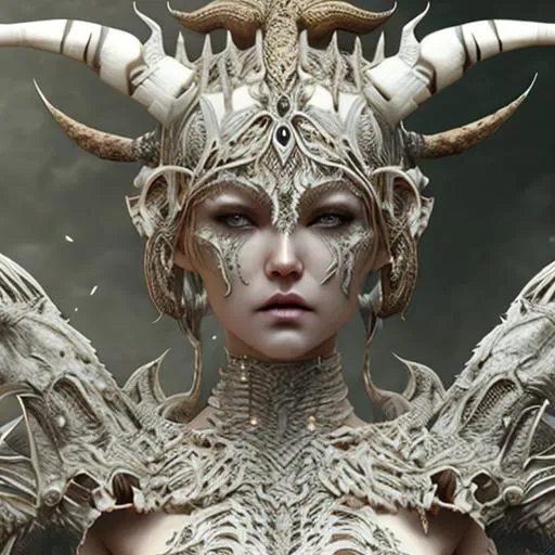 character design, beautiful demon female, bone armor... | OpenArt