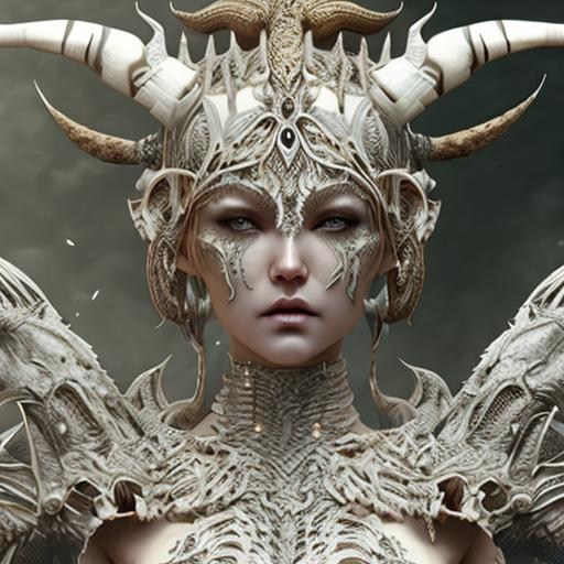 character design, beautiful demon female, bone armor... | OpenArt