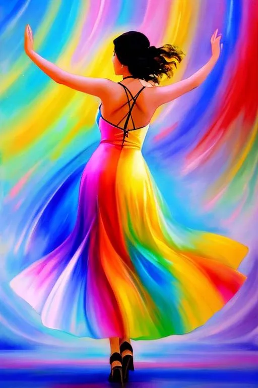 a painting of a person dancing happily with their ba... | OpenArt