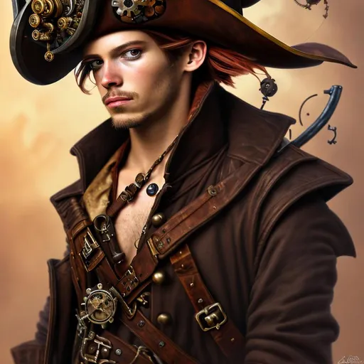 Dnd art male half elf pirate captain with lute on back | OpenArt
