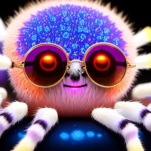 3/4 view, 7 "color cute spider with a halo", glowing... | OpenArt