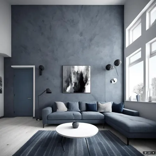 wall interior design in blue and gray tones modern...